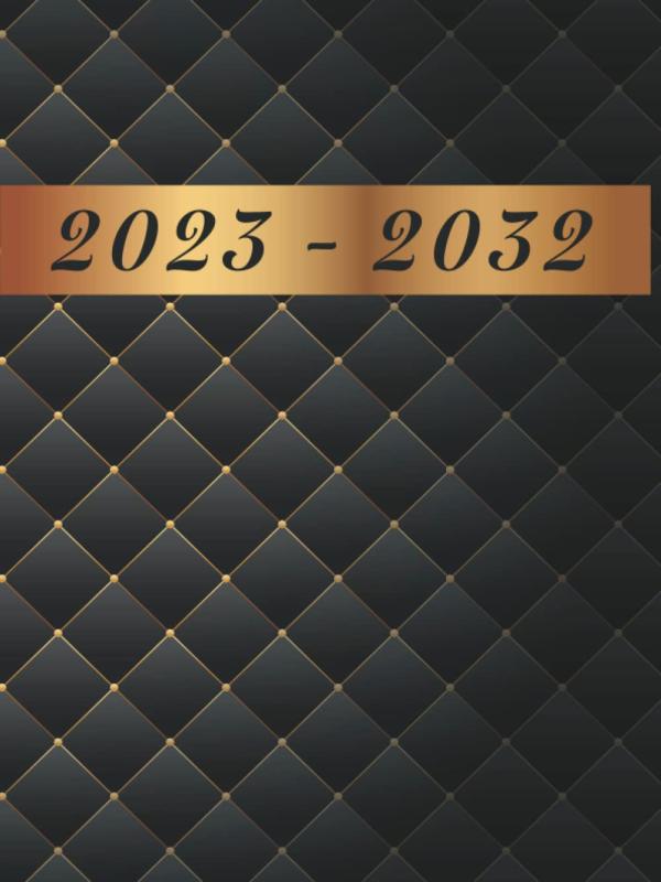 2023-2032 Agenda 10 Anni: Agenda 120 mesi da Gennaio 2023 a Dicembre 2032, Vista Verticale in Formato Grande A4. Calenda...