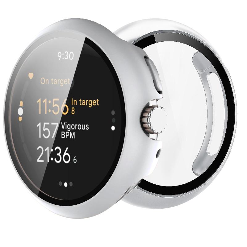 Yaodle For Pixel Watch 3/2/1 カバー Pixel Watch 専用 41mm 保護ケース PC素材 ガラスフィルム一体型 全面保護 二重構造 防塵 日本旭硝子材 キズ防止 軽量(41mm,シルバー)対応機種：本製...