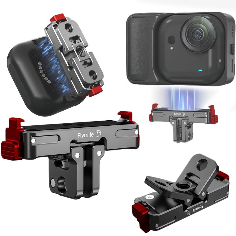 Honbobo Insta360 Go Ultra用 マグネット式クイックリリースマウント アクションカメラ アダプターブラケット拡張アクセサリー軽量アルミ合金製で、高い剛性と包括的な保護性能を備え、衝撃や傷から保護します。クイックリリース...