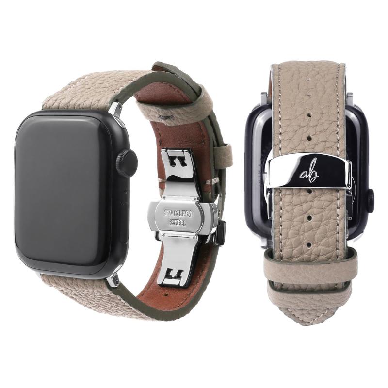 [アビィシグネチャー] アップルウォッチ バンド 革 シュランケンカーフ Apple Watch Series 1-10 / SE/Ultra 1-2 対応 [ ドイツ製レザー 日本革職人ハンドメイド プッシュ式Dバックル 高耐久性 耐摩耗...