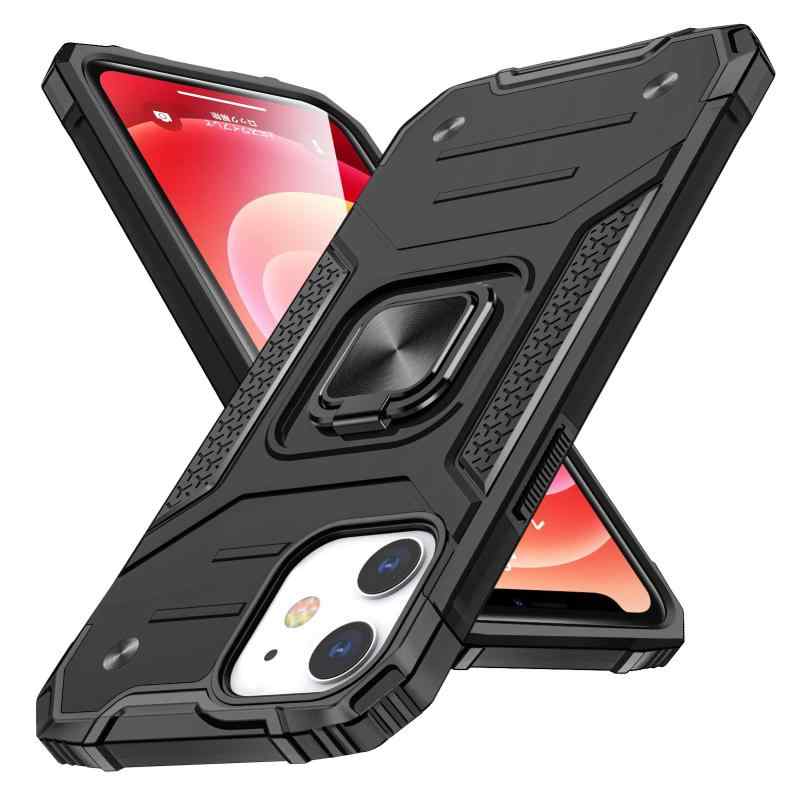 WACJOSD 対応 iphone 12 mini 用の ケース リングつき 耐衝撃 衝撃吸収 傷防止リング 米軍MIL規格取得 TPU+PC 指紋防止 車載ホルダー対応 スタンド機能 防塵 薄型 軽量 落下防止 液晶保護フィルム 付【対応...