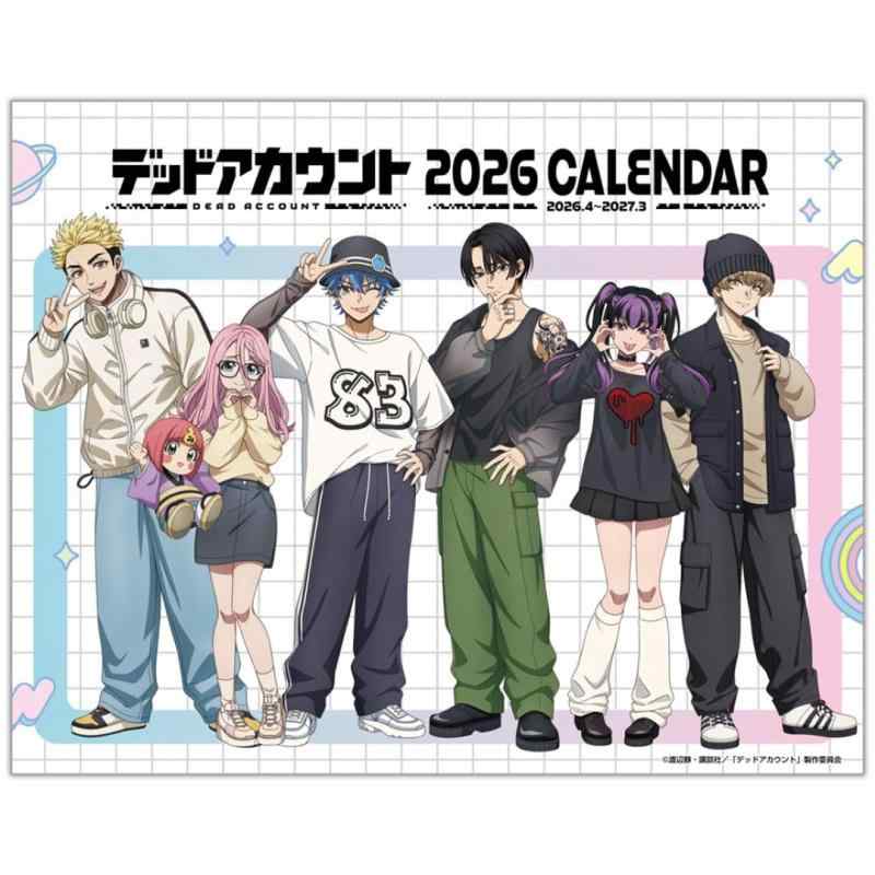 ハゴロモ 卓上「デッドアカウント」2026年カレンダー（4月始まり）卓上 No.83370使用時サイズ：200×158mm枚数（ページ数）：8枚卓上(C)渡辺静・講談社／「デッドアカウント」製作委員会