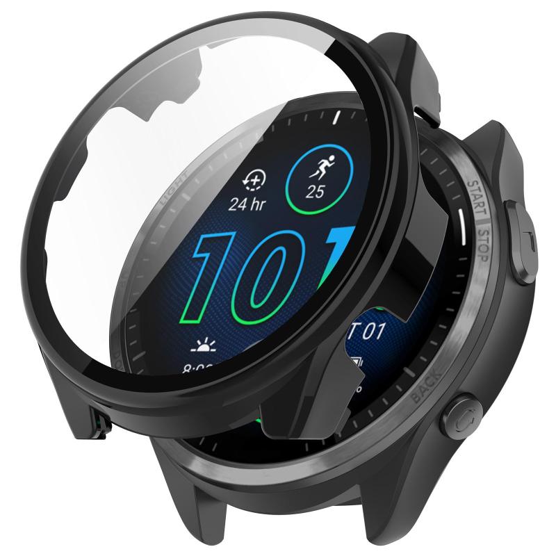 YAODLE For GARMIN Forerunner 955 カバー ガーミン Forerunner 955 ケース PC素材 カバー ガラスフィルム一体型 全面保護 二重構造 防塵 日本旭硝子材 キズ防止 軽量対応機種：本製品は強化版...