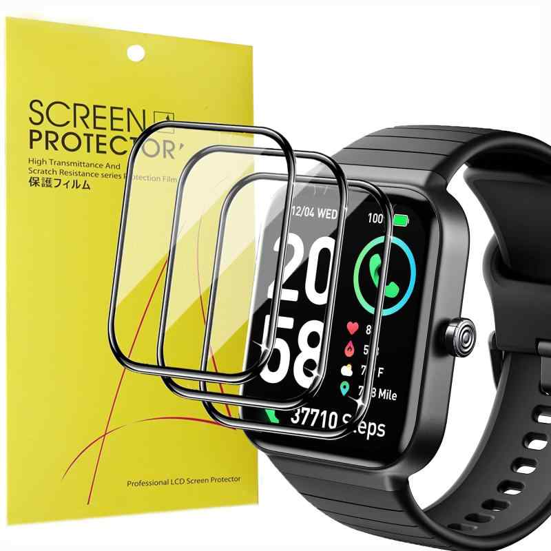 Lamsaw for IDW15 スマートウォッチ 保護フィルム,【3枚セット】全面保護 フィルム 対応 FitPolo IDW15 1.8インチ / TMHAI VERYFIT Aeac IDW15 スマートウォッチ 3D全面保護 フロー...