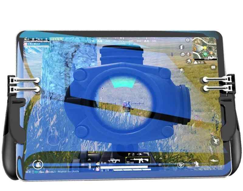 【6本指操作】スマホゲーム用 コントローラー 軽く反応（タブレット用 iPad用) ゲームコントローラー 感度高く 高速射撃 Android 押しボタン&amp;グリップのセット 一体式 手触り改良 調整可能