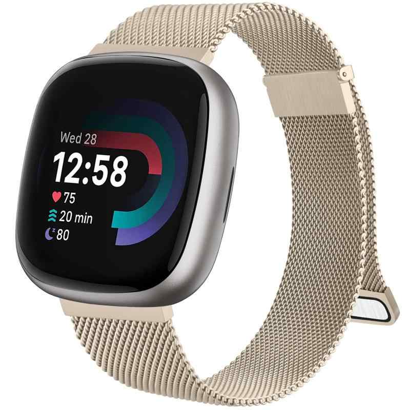 コンパチブル Fitbit Versa3 バンド フィットビット バーサ3 ベルト Fitbit Sense バンド Fitbit Versa4 バンド, 交換ベルト ステンレス製金属 ンバンド 調節可能【対応機種】フィットビット バーサ3...