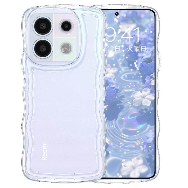 GUAGUA Redmi Note ウェーブ ケース クリア 透明