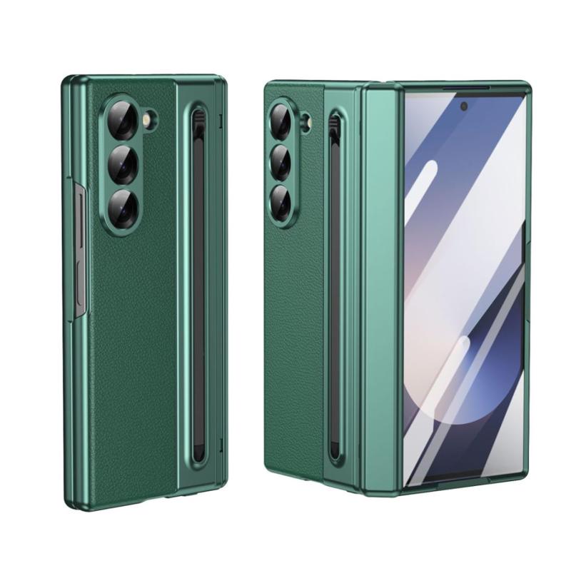 Galaxy Z Fold 6 用 ケース レザーテクスチャギャラクシー Z フォールド5ケース ストラップホール ヒンジ保 保護カバー Sペン内蔵収納 メッキ 薄型 軽量【Galaxy Z Fold 6 対応】Galaxy Z Fold ...