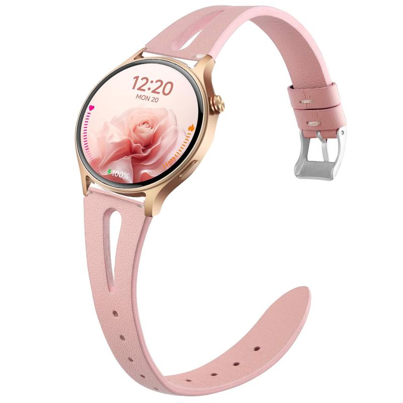 [Lamshaw] for Aeac スマートウォッチ交換バンド, レザーバンド交換 通気性レトロ ウォッチベルト ‎20mm, 22mm交換ベルト Aeac 1.32インチ 丸型, W208 Plus, IDW19, GTX05, GTX...