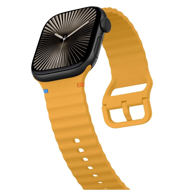 バンド適用するApple Watch Series 10/9/8/7/6/5/Ultra 44mm 45mm 46mm 49mm対応、 シリコーン時計バンドiWatch Series/SE/SE2 40mm 41mm 42mm対応の、波ステ...