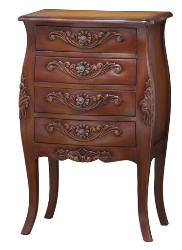商品詳細サイズW55×D35×H86cm 引出寸 （4杯）約W39×D22.5×H7cm材質前板・脚＝天然木、天板＝中質繊維板、側板＝天然木化粧合板、ラッカー塗装カラーブラウン生産国インドネシア組み立てについて完成品送料について■送料 送料...