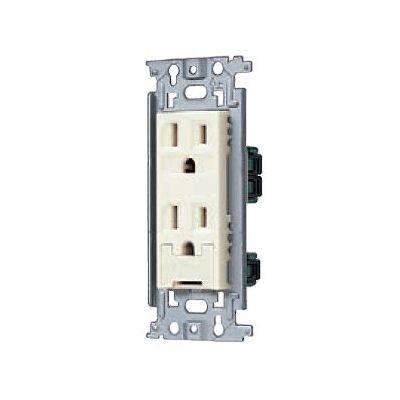 商品詳細サイズ商品説明 【特長】 【仕様】 ●埋込ダブルコンセント ●色:ホワイト ●アースターミナル付 ●定格:15A125V ●金属取付枠付 ●適合プレート:フルカラー3コ用 ●適用電線:600Vビニル絶縁電線(IV)、600Vビニル絶...