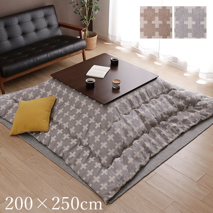 .※画像は200×200cmサイズです。 BE(ベージュ) 　 ※画像は200×200cmサイズです。 GY(グレイ) 商品詳細 サイズ 約200×250cm 適応こたつ台サイズ 80〜90×120cm角のこたつ台に適応 カラー ベージュ/...