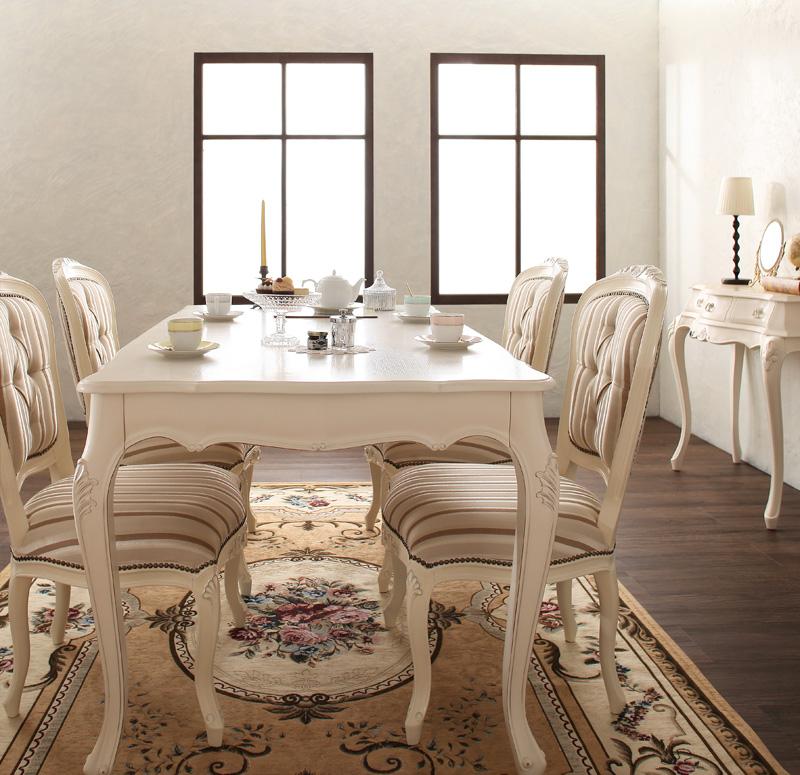 画像はシリーズ・バリエーション等も掲載している場合がございます。お間違いのない様ご購入下さい。こちらは5点セットAタイプ(テーブルW135×1+チェア×4)の販売ページです。商品名ヨーロピアンクラシックデザイン アンティーク調ダイニング S...