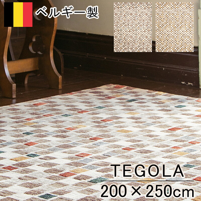 商品名テゴラ / TEGOLA サイズ200×250cm 材質ポリプロピレン（ヒートセット加工糸）85%　 ポリエステル15% パイル長11mm ノット数500,000ノット/m2 カラーマスタード マルチ 生産国ベルギー製 備考ウイルトン...