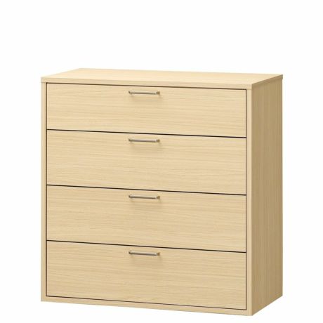 ベーシックデザインのチェスト、タンス、引き出し収納。 ワイドタイプ。 幅約79cm、高さ80。 衣類がたっぷり収納できる幅約79cmのワイドタイプです。 引き出しは4杯。 引き出しの底板に補強桟があるので、衣類をたくさん収納しても安心。 引...