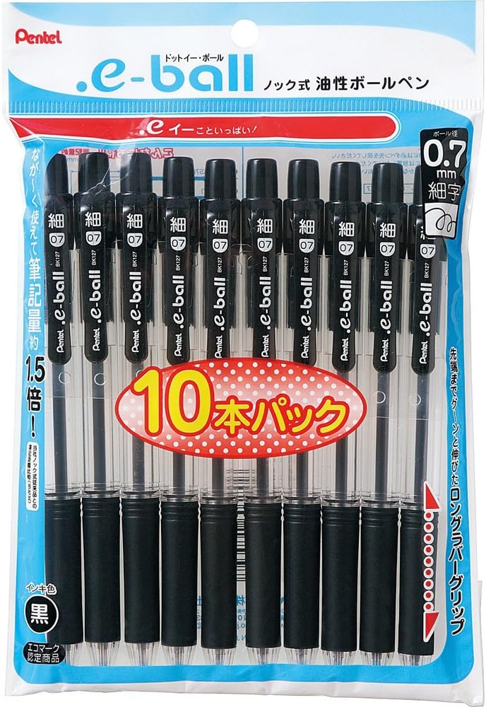 サイズ:幅 40mm ×奥行 13mm × 長さ 210mm 重さ:13g パック入り ボール径:0.7mm 材質:先金、軸、クリップ:再生PC ノック:再生POM グリップ:エラストマー
