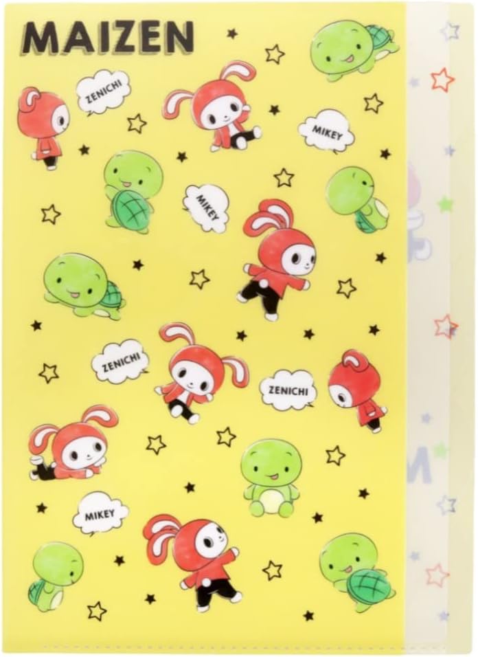 ぜんいちとマイッキーのポーズ多彩な、まいぜんシスターズ文具 【特長】イラスト入りのインデックスが5つとも絵柄が違って見分けやすい 【仕様】5ポケットタイプ 【サイズ】225mm×310mm×2mm 【材質】PP