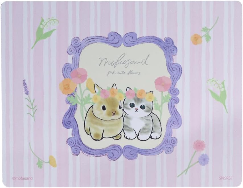 水彩タッチのお花やフレームが春にぴったりなmofusand文具 【特長】レーザー・光学式・ボール式に対応したマウスパッド 【内容】W200×H155サイズ、1枚入り 【サイズ】200mm×155mm×3mm 【材質】ポリエステル・ゴム