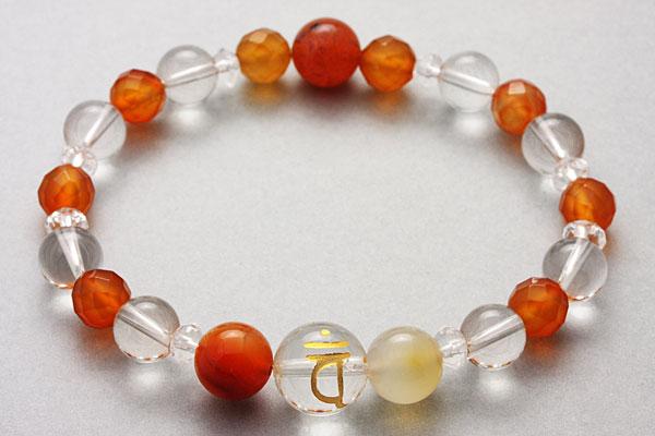 バンに対応する観音様：大日如来干支：未年、申年梵字：12mm使用石：カーネリアン10mm、カーネリアン8mmカットビーズ水晶8mm、水晶ボタンカット内径：約17cmただいま、レビューを書いていただいたお客様に200円クーポンプレゼント!!