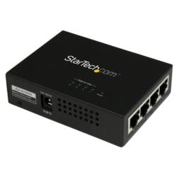 4台のPoE(パワーオーバーイーサネット)デバイスに電力とデータ接続機能を提供するウォールマウント対応PoE+ミッドスパンハブ(接続、変換、拡張、分離、切換えを行うIT、 A / Vプロフェッショナルのためのパーツを製造しています Star...