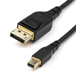 一方にmDPオスコネクタ、もう一方に抜け防止機構付きDPオスコネクタがついています。(接続、変換、拡張、分離、切換えを行うIT、 A / Vプロフェッショナルのためのパーツを製造しています StarTech.com（スターテック.com）)...