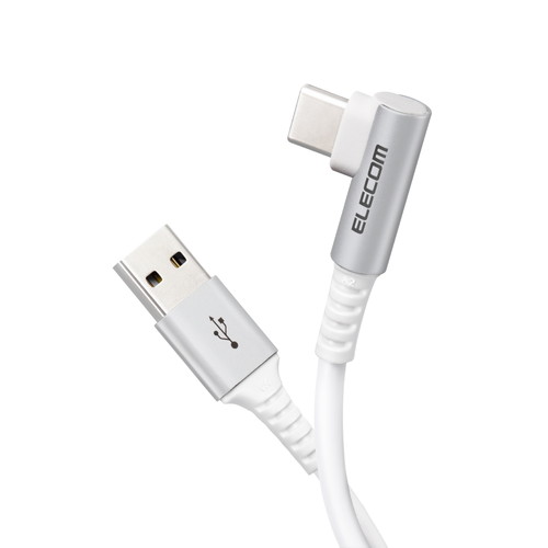 USB Type Cケーブル タイプCケーブル 抗菌・抗ウィルス USB2.0(A-C) L字コネクタ 認証品 2m ホワイトコネクタ形状1：USB Type-C(TM) オス コネクタ形状2：USB-A オス 対応機種：USB-A端子を持...