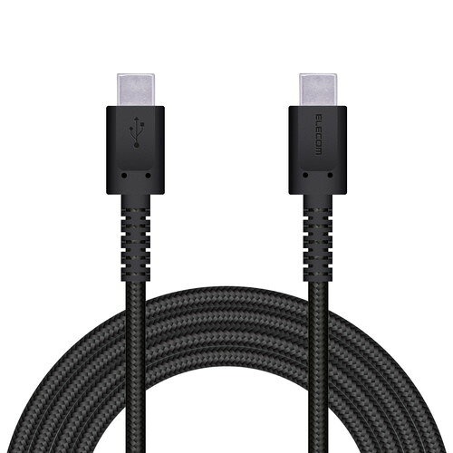 断線に強い高耐久モデル。USB Type-C端子を搭載した機器同士の接続ができるUSB2.0ケーブル。スマホ・タブレット用USBケーブル USB(C-C) 高耐久 Power Delivery対応 認証品 2.0m ブラック タイプCコネク...