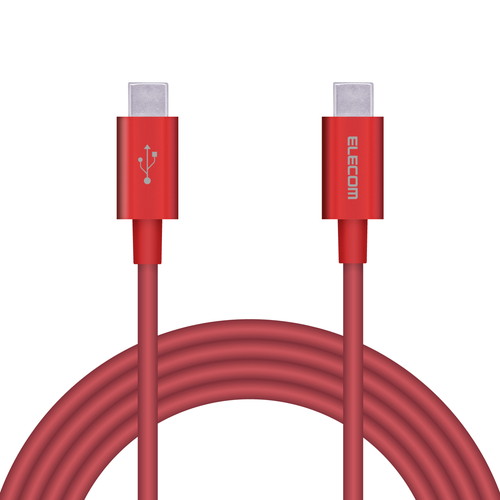 USB Type-C端子を搭載した機器同士の接続ができるUSB2.0ケーブル。スマホ・タブレット用USBケーブル USB(C-C) 準高耐久 Power Delivery対応 認証品 2.0m レッド タイプCコネクタ形状：USB Type...