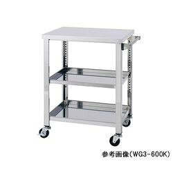 ステンレス製ワゴン 900×600×800mm 3段 引出し無 (1台) 中棚と下段棚は落下防止用の皿型・フラット型のどちらでも使用できます。ハンドルはボルト式で、取り外し可能です。※こちらは【取り寄せ商品】です。必ず商品名等に「取り寄せ商...