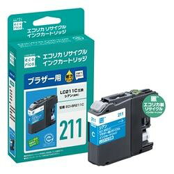 LC211C互換 エコリカ リサイクルインク ブラザー シアンその他：エコリカ リサイクルインク対応カートリッジ:ブラザーLC211C カラー:シアン(染料) 対応機種:DCP-J562N/DCP-J567N/DCP-J762N/DCP-J...