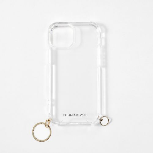 PHONECKLACE ストラップ用リング付きクリアケース　for iPhone 15　ゴールドチャーム※こちらは【取り寄せ商品】です。必ず商品名等に「取り寄せ商品」と表記の商品についてをご確認ください。PHONECKLACE「ストラップ用...