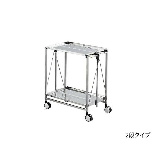 クリーンルーム用折りたたみワゴン 2段 (1台) サイドレバーを押して上に引くだけで容易に折りたためます。折りたたんでも安定して自立します。落下防止枠付きです。※こちらは【取り寄せ商品】です。必ず商品名等に「取り寄せ商品」と表記の商品につい...