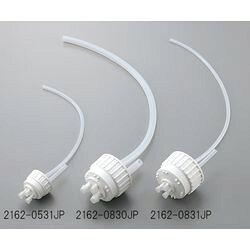 チューブコネクター付きスクリューキャップ (1個) 大型ボトル等から液体を無菌移送するためのキャップです。3つのポート（注入・抽出・圧力均衡用）が組み立て溶接されています。※こちらは【取り寄せ商品】です。必ず商品名等に「取り寄せ商品」と表記...
