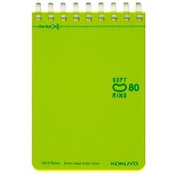 文具 ＞ ノート ＞ リングノート。ポケットに入れてもひっかからないリング書くときにリングが気になりにくいソフトリングノートの携帯に便利なミニサイズのメモ。◆材質：表紙：表・色透明PP、裏・板紙、中紙：上質紙◆本体サイズ：横76×縦105m...