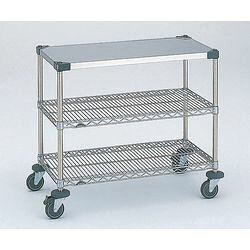 　※こちらは【取り寄せ商品】です。必ず商品名等に「取り寄せ商品」と表記の商品についてをご確認ください。ワーキングテーブル2型 759×461×815mm φ100 (1台)。材質：平棚／ステンレス（SUS430）、網棚／クロムメッキ・抗菌ク...