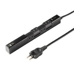 180度回転のAC差込口で、どんなプラグもスムーズ接続。強力マグネット&雷ガード内蔵、PD20W対応スリムタップ。ブラック。差込口が180度回転し、充電器やACアダプタなどを干渉せずに挿すことができます。＜br＞※コンセントを差したまま回転...