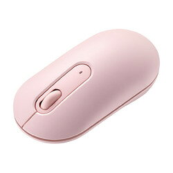厚さ約30mmの薄型設計で、持ち運びしやすいBluetoothマウス。左右対称で右利き、左利きを問わずに使用できる。ピンク。厚さ約30mmの薄型設計で、持ち運びしやすいワイヤレスマウスです。＜br＞左右対称形状なので、右利き、左利きを問わず...