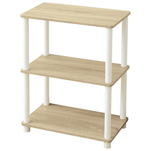 工具不要で組立簡単！。ISR-3IN(OAK3/WH)。オフィスファニチャー ＞ 収納家具 ＞ 木製棚 ＞ 。●3段のシステムラックです。検索キーワード:ISR3IN(OAK3/WH)