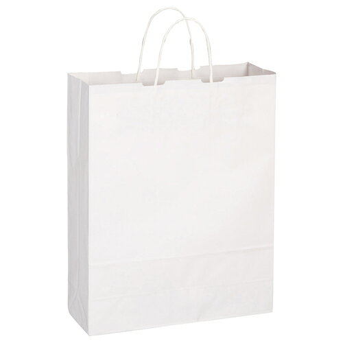 安心の日本製。丸紐の紙手提げ袋。OR-W-L。文具・事務用品 ＞ 店舗用品 ＞ 手提袋 ＞ 紙袋。●白無地・大サイズの50枚入×6パックセットです。