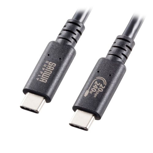 USB Type-C USB20Gbps(USB4 Gen2x2)対応ケーブル 1m ブラック PD240W対応 USB認証取得品USB Type-Cポートを持つパソコンやタブレット端末などと、USB機器(Type-Cポートを持つ機種)を接...