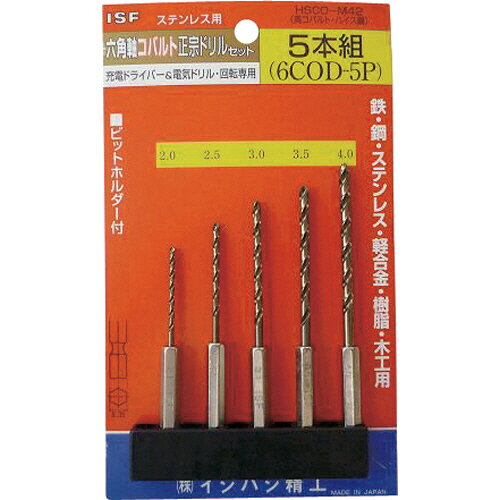 被削材:ステンレス。※こちらは【取り寄せ商品】です。必ず商品名等に「取り寄せ商品」と表記の商品についてをご確認ください。6COD5P。梱包・工具・作業用品 ＞ 切削工具 ＞ 穴あけ／ネジきり工具 ＞ 電ドル用ドリル。●ドリル先端にクロスシン...