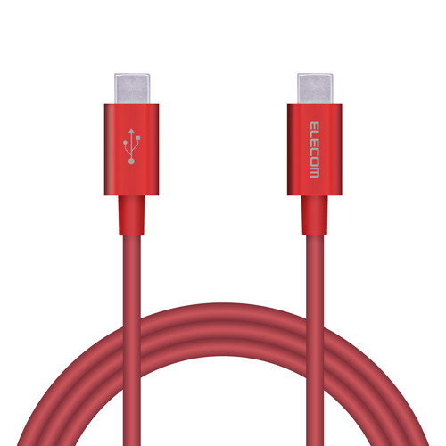 USB Type-C端子を搭載した機器同士の接続ができるUSB2.0ケーブル。スマホ・タブレット用USBケーブル USB(C-C) 準高耐久 Power Delivery対応 認証品 1.0m レッド タイプCコネクタ形状：USB Type...