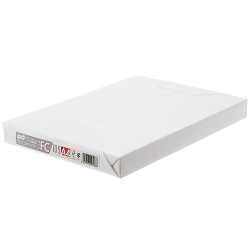 白色度・平滑度にこだわった、カラー印刷対応の高品質ペーパー。AEFC105-A4。コピー用紙 ＞ カラーコピー専用紙 ＞ ＞ 。●ポスターなどに適した少し厚手の厚口用紙、A4 250枚入です。検索キーワード:AEFC105A4