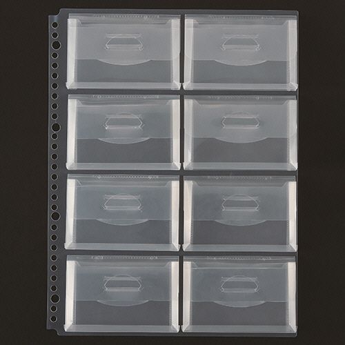 収納に困る小物をすっきり収容！。KMR-HD-8P。ファイル ＞ クリアファイル ＞ クリアファイル関連用品 ＞ リフィル（クリアポケット）。●厚みのあるものに「ハードタイプ」。8ポケット、5枚入です。検索キーワード:KMRHD8P