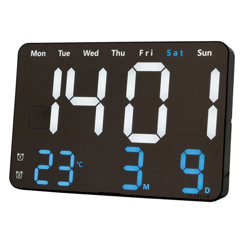 LED CLOCK Viento ALUMINIUM 置き掛け兼用※こちらは【取り寄せ商品】です。必ず商品名等に「取り寄せ商品」と表記の商品についてをご確認ください。多機能で視認性が高い置き掛け兼用のLEDクロック。月/日/室温/時/分が一...