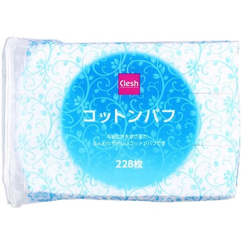 水の力で毛羽立ちを抑えた綿100％のコットンパフですチャック式で衛生的です※こちらは【取り寄せ商品】です。必ず商品名等に「取り寄せ商品」と表記の商品についてをご確認ください。Clesh コットンパフ 228枚入 (1個(228枚入り))。水...