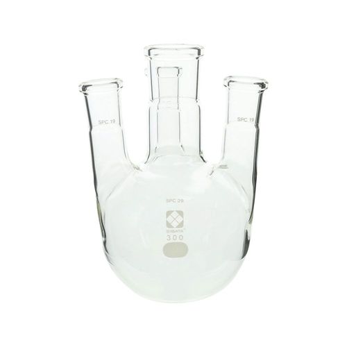 SPC四口丸底フラスコ 300mL (1個)※こちらは【取り寄せ商品】です。必ず商品名等に「取り寄せ商品」と表記の商品についてをご確認ください。SPC四口丸底フラスコ 300mL (1個)。4ヶ所に接続口がある球状をしたガラス製のフラスコで...