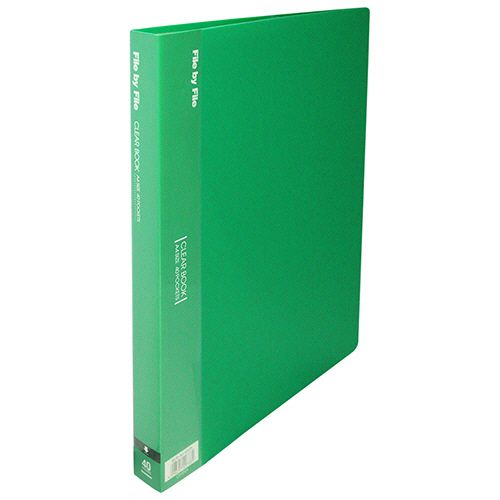 【固定式】書類の分類・保管に。BCB-A4-40GN。ファイル ＞ クリアファイル ＞ 固定式 ＞ 。●同系色の台紙が入ったクリヤーブック、A4タテ、40ポケットのグリーンです。検索キーワード:BCBA440GN