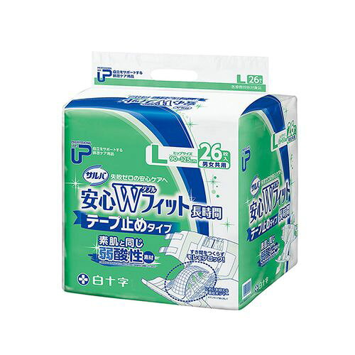 立体構造吸収体がすき間を埋めて、モレをしっかりブロックします。素肌と同じ弱酸性素材です。PUサルバ 安心Wフィット 1袋（26枚入） L ()。立体構造吸収体がすき間を埋めて、モレをしっかりブロックします。素肌と同じ弱酸性素材です。立体構造...
